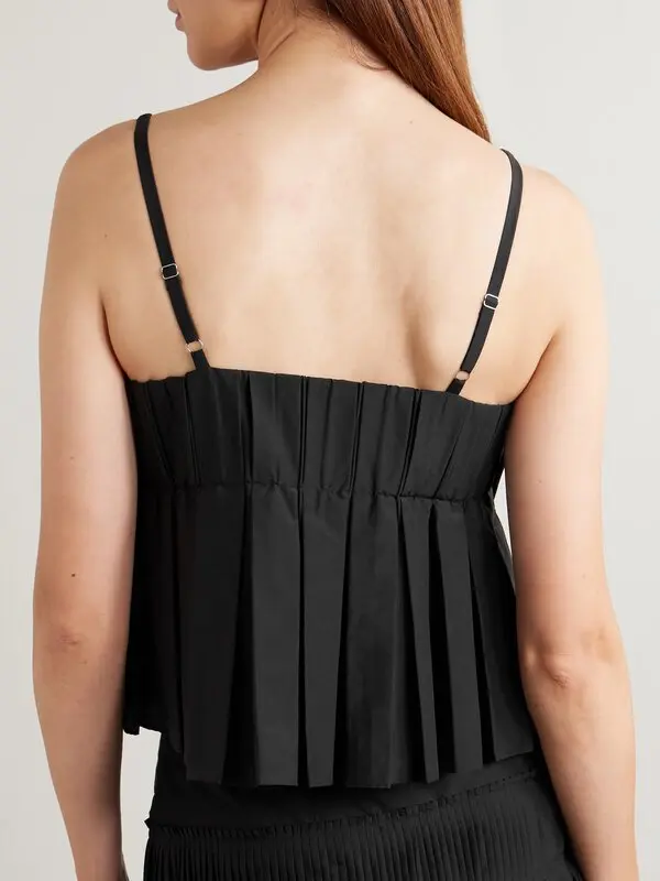 Theory Pleated Cotton-blend Poplin Camisole