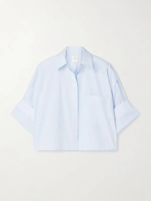 TWP Cropped Cotton-poplin Shirt - Blue