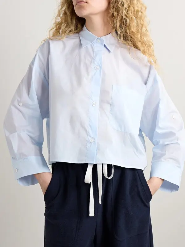 TWP Cropped Cotton-poplin Shirt - Blue