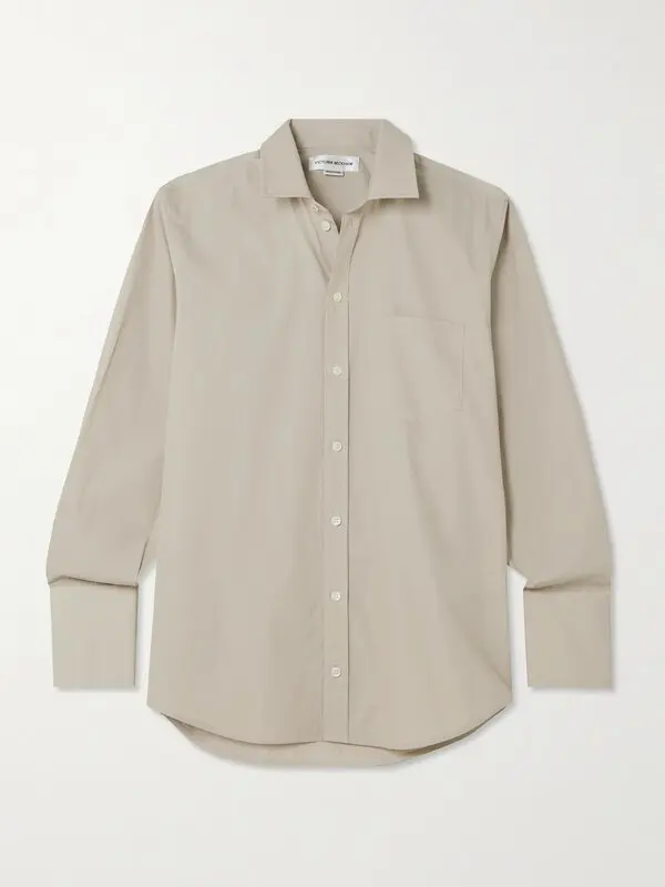 Victoria Beckham Cotton-poplin Shirt - Neutrals