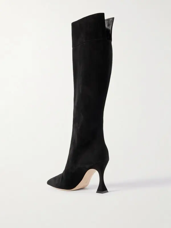 Manolo Blahnik Miralonepla 90 Suede Knee Boots - Black
