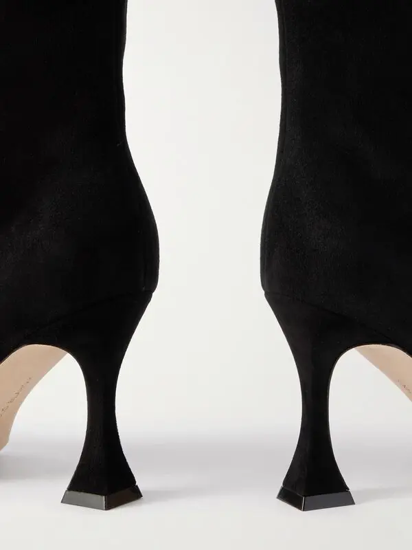 Manolo Blahnik Miralonepla 90 Suede Knee Boots - Black