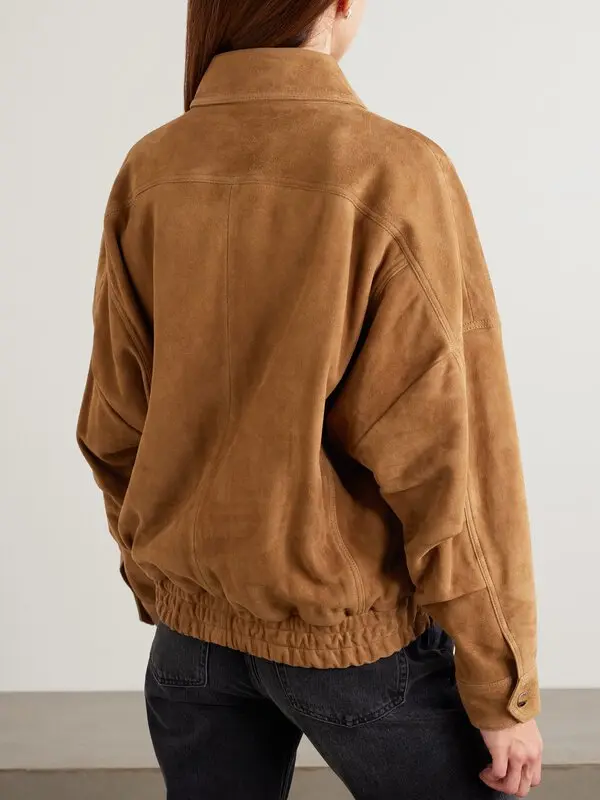 Nour Hammour Dalma Suede Bomber Jacket