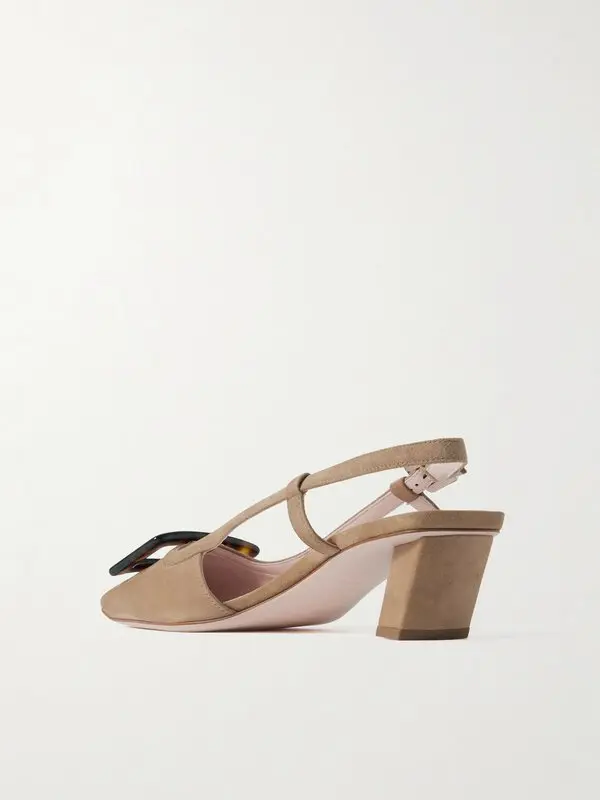 ROGER VIVIER Belle Vivier 45 Suede Slingback Pumps - Brown