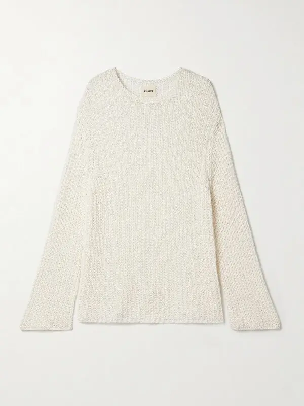 Khaite Elowen Open-knit Cotton Sweater - Neutrals