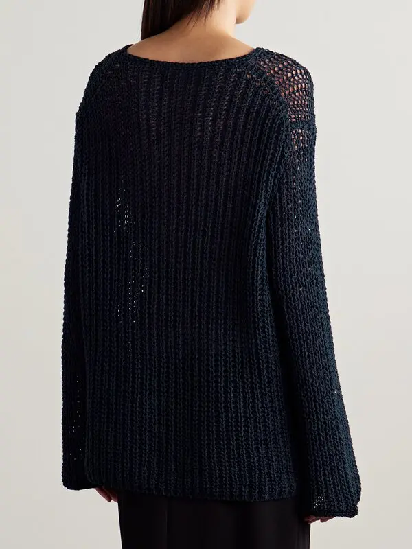 Khaite Elowen Open-knit Cotton Sweater - Blue