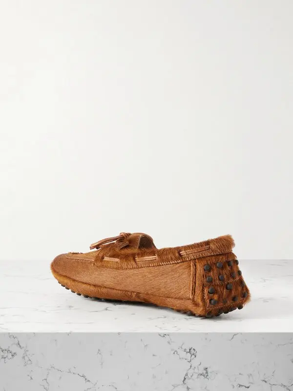 Le Monde Beryl Driver Calf Hair Loafers - Brown
