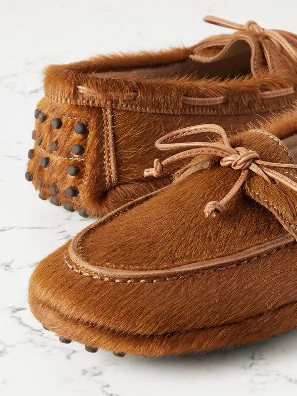 Le Monde Beryl Driver Calf Hair Loafers - Brown