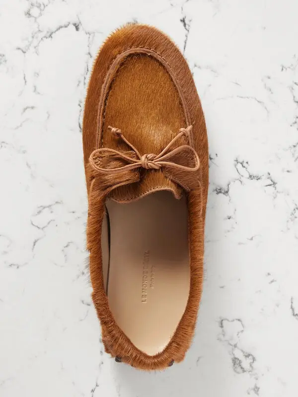 Le Monde Beryl Driver Calf Hair Loafers - Brown