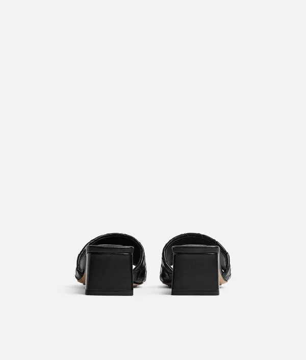 Bottega Veneta Intrecciato Leather Kitten-heel Mule Sandal - Black