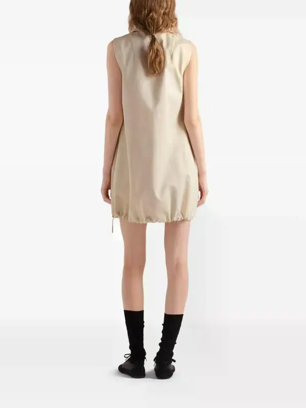 Prada Half-zip Drawstring-hem Mini Dress - Neutrals