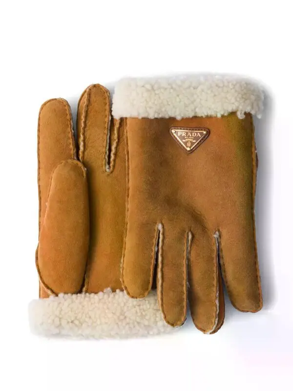 Prada Suede Gloves With Shearling Lining - Brown