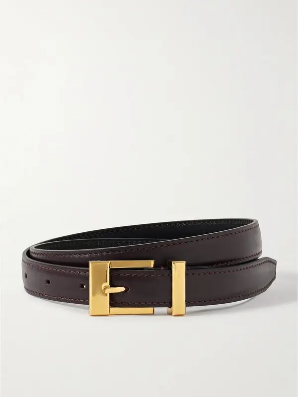 Khaite Manhattan Leather Belt - Burgundy