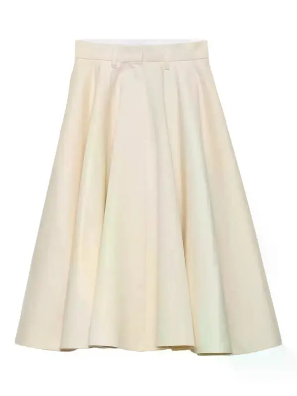 Prada Triangle-logo Flared Midi Skirt - Neutrals