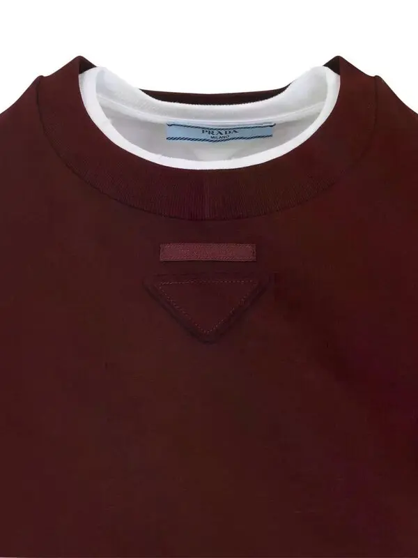 Prada Layered Triangle Logo Jersey T-shirt - Red