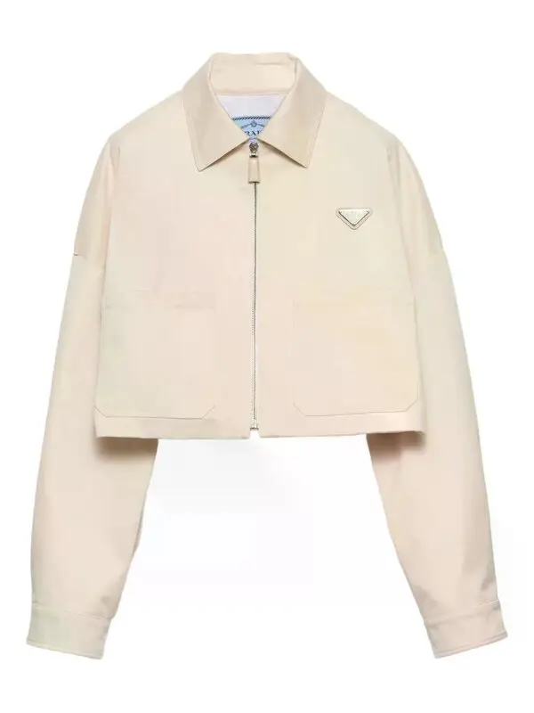Prada Logo-detail Cropped Jacket - Neutrals