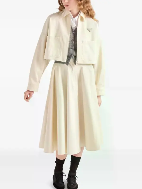 Prada Logo-detail Cropped Jacket - Neutrals