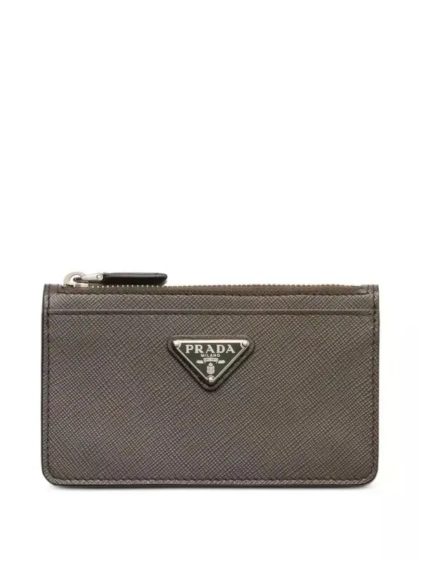 Prada Saffiano Leather Card Holder - Grey