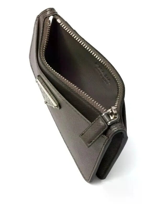 Prada Saffiano Leather Card Holder - Grey