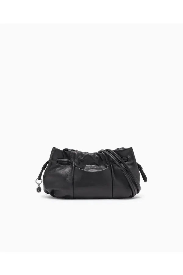Emporio Armani Nappa-leather Drawstring Shoulder Bag - Black