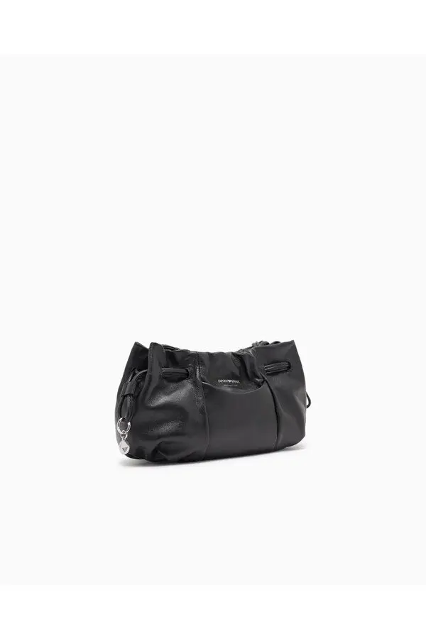 Emporio Armani Nappa-leather Drawstring Shoulder Bag - Black