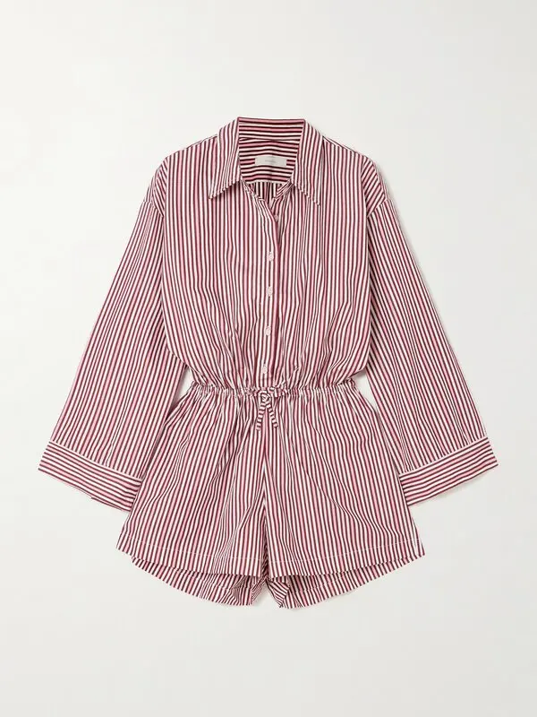 Faithfull The Brand Freja Striped Cotton-poplin Playsuit - Pink