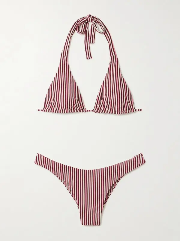 Faithfull The Brand Kassia + Bebe Striped Stretch-econyl Bikini - Pink