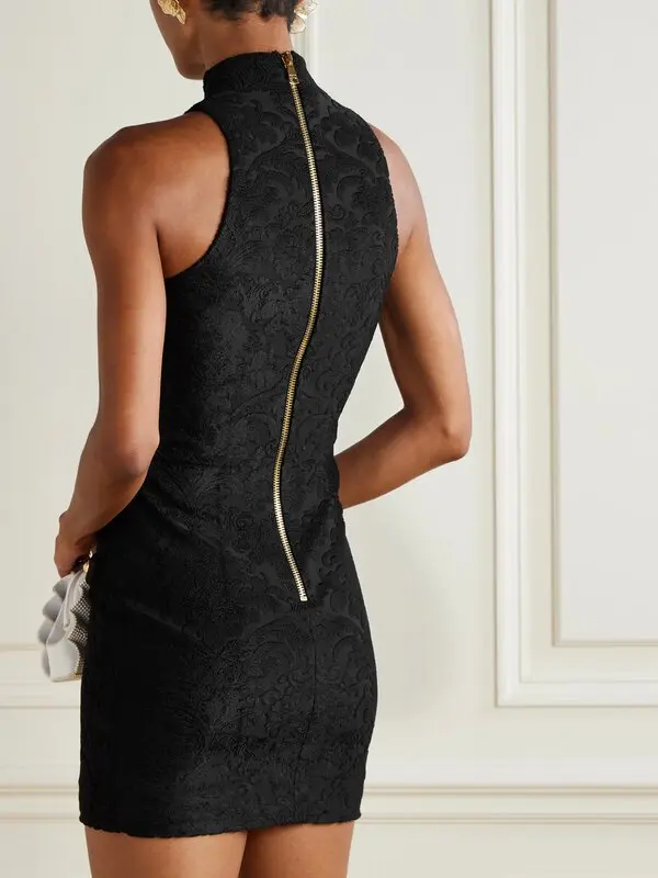Balmain Button-embellished Bouclé Jacquard-knit Mini Dress