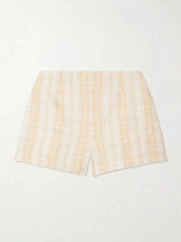 Faithfull The Brand Lila Checked Linen Shorts - Yellow