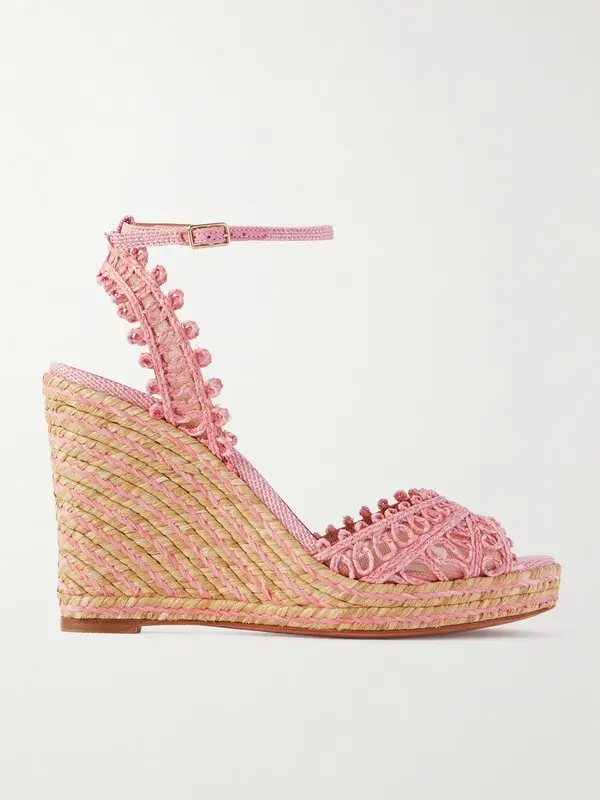 AQUAZZURA Kahlo Raffia Wedge Espadrilles - Pink