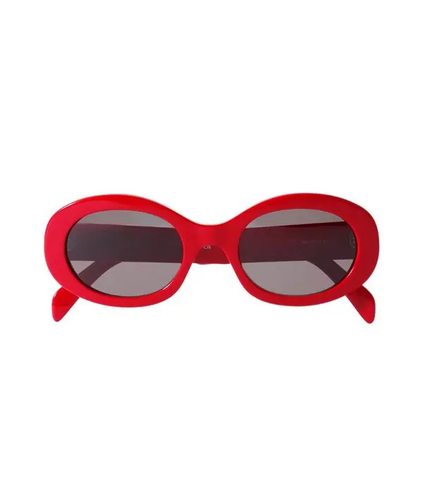 Celine Triomphe Oval-frame Sunglasses - Red