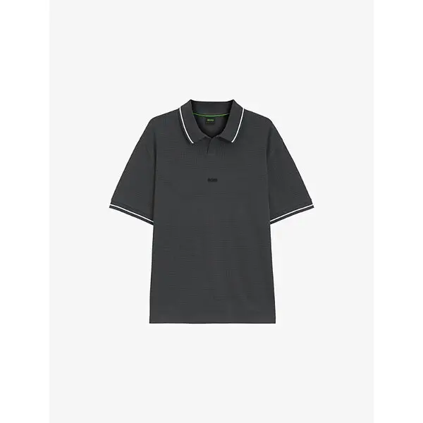 BOSS Logo-embroidered Short-sleeve Cotton Polo Xxxl - Dark Grey