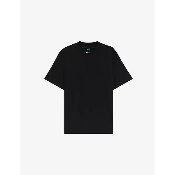 BOSS Logo-collar Short-sleeve Stretch-cotton T-shirt - Black