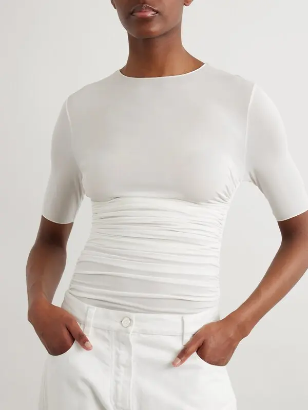 Alaïa Ruched Stretch-jersey T-shirt - White