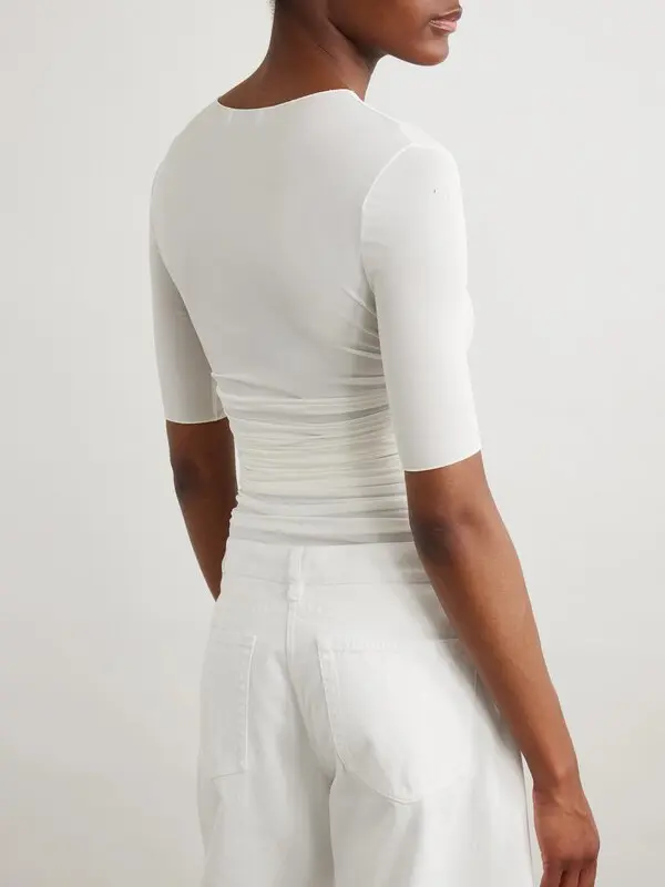 Alaïa Ruched Stretch-jersey T-shirt - White