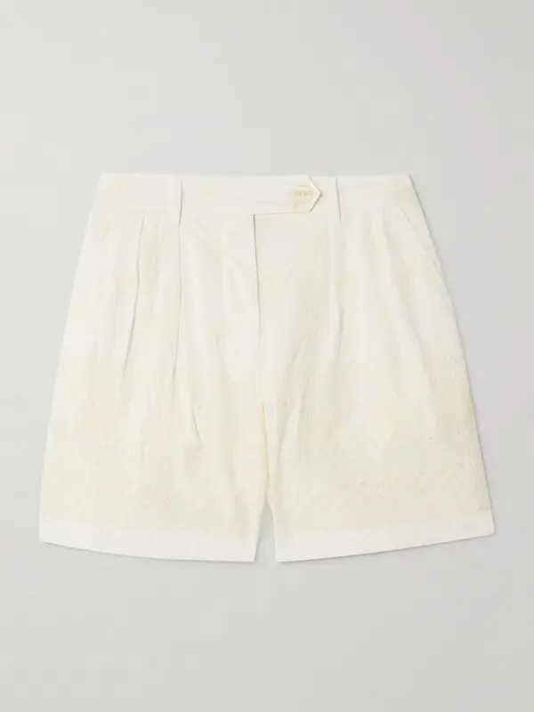 Alix Of Bohemia Deena Embroidered Cotton-voile Shorts - Neutrals