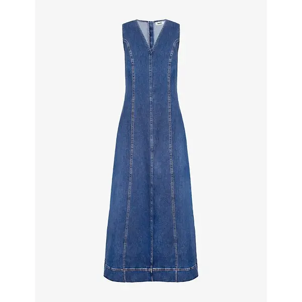 white christmas dresses Women's Layers Denim Maxi Dress with Tiered Silhouette – Wash Lab –  washlabshop
