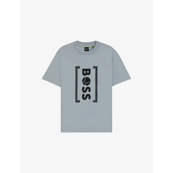 BOSS Logo-print Short-sleeve Cotton T-shirt - Dark Grey