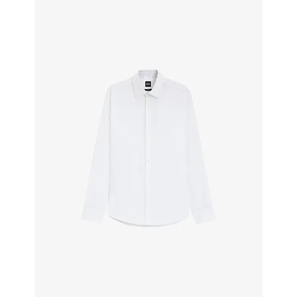 BOSS Regular-fit Long-sleeve Stretch-cotton Shirt - White