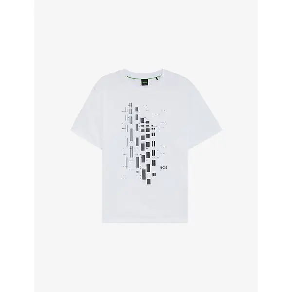 BOSS Graphic-print Short-sleeve Stretch-cotton T-shirt - White