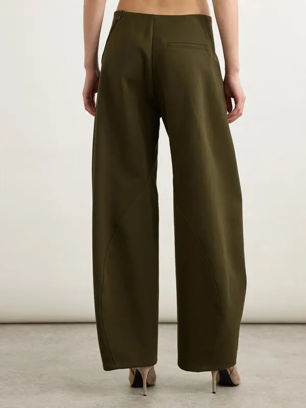 Alaïa Cotton-poplin Barrel-leg Pants - Green