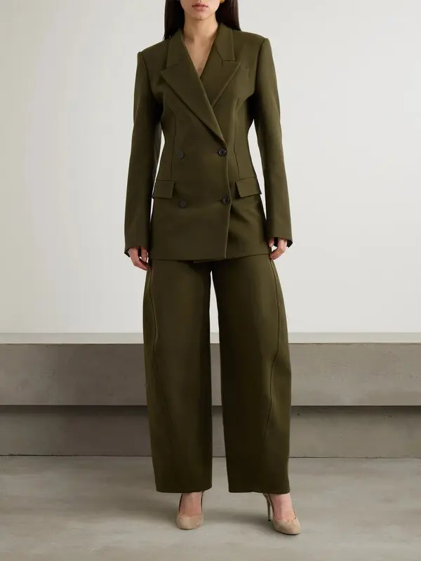 Alaïa Cotton-poplin Barrel-leg Pants - Green