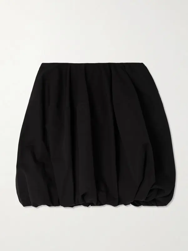 Alaïa Gathered Cotton-poplin Mini Skirt - Black
