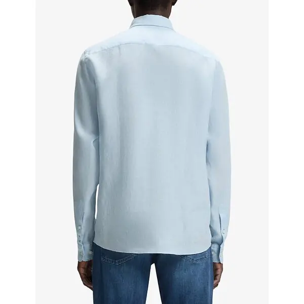 BOSS Logo-embroidered Regular-fit Linen Shirt