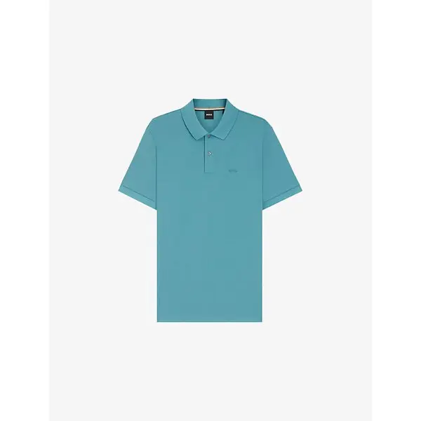 BOSS Pallas Embroidered-logo Cotton Piqué Polo Shirt - Light/pastel Blue