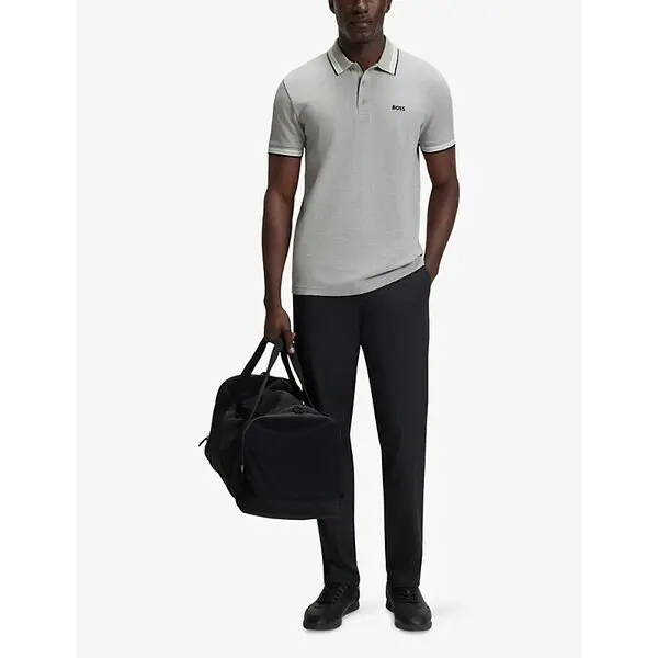 BOSS Paddy Embroidered-logo Cotton Piqué Polo Shirt - Silver