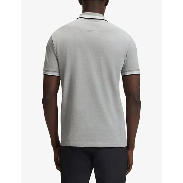 BOSS Paddy Embroidered-logo Cotton Piqué Polo Shirt - Silver