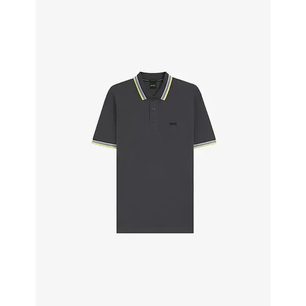 BOSS Paddy Embroidered-logo Cotton Piqué Polo Shirt - Dark Grey