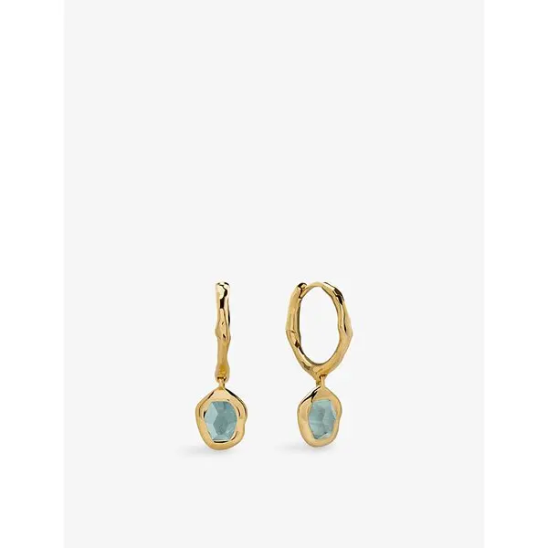 Monica Vinader Odyssey Aquamarine Huggie Earrings - Blue