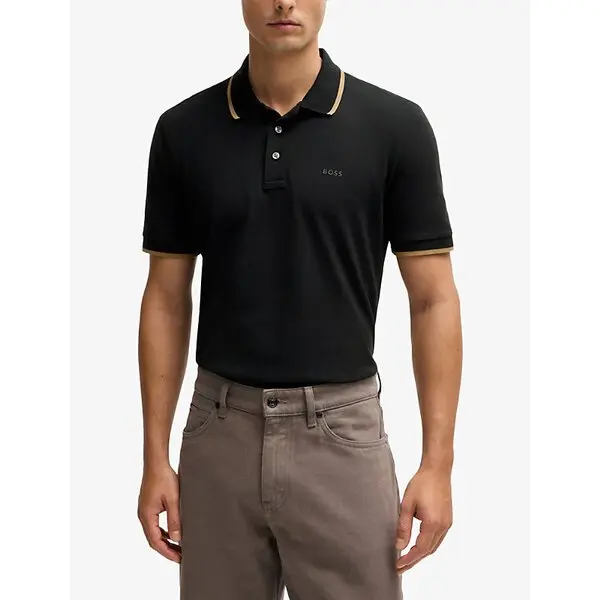 BOSS Logo-print Short-sleeve Cotton Polo Xxxl